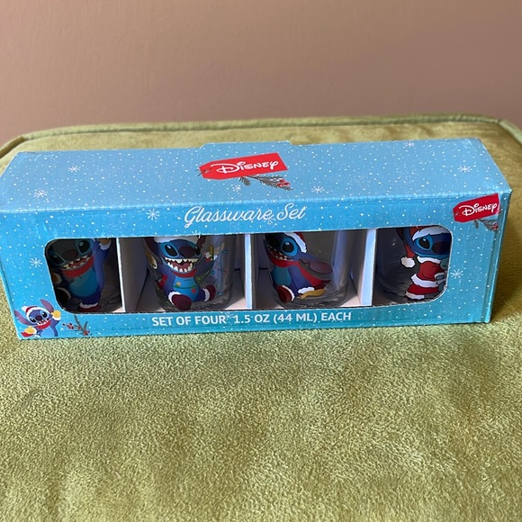 Disney | Kitchen | Disney Set Of 4 Christmas Stitch Shot Glasses | Poshmark